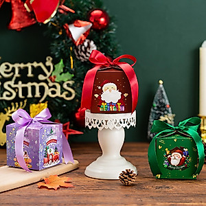 Christmas Gift Boxes Treat Cookie Favor Party Stacking Set with Lids Merry Christmas Goodie Paper Box Small Size Bow Bulk for Chirldren Mini Wrap Decorative Candy Holiday Santa Presents Bags Giving