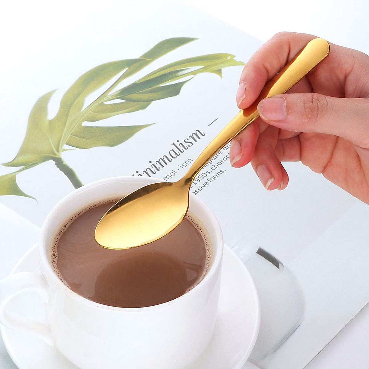 Teaspoons Gold Stainless Steel Dessert Spoons, BUY&USE 12 Pieces 5.9-Inch Coffee Spoons