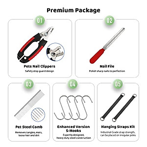 Guzekier Dog Grooming Hammock Harness for Small Dogs and Cats, Groming tabel for Dog, Dog Grooming Sling, Pet Grooming Supplies Kit with Nail Clippers/Trimmer, Nail File,