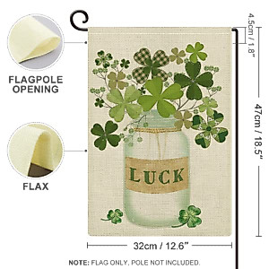 St Patrick's Day Garden Flag Welcome Gnome Garden Flag Vertical Double Sided, Gnomes Horseshoe Beer Shamrock Yard Outdoor Decoration 12x 18 Inch-L6