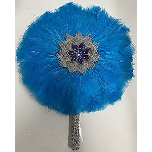 Msbfea Hand Feather Fan Handmade Luxurious African Dance Lace Feather Fans for Wedding Party Gift Top Wedding Decoration Color 425