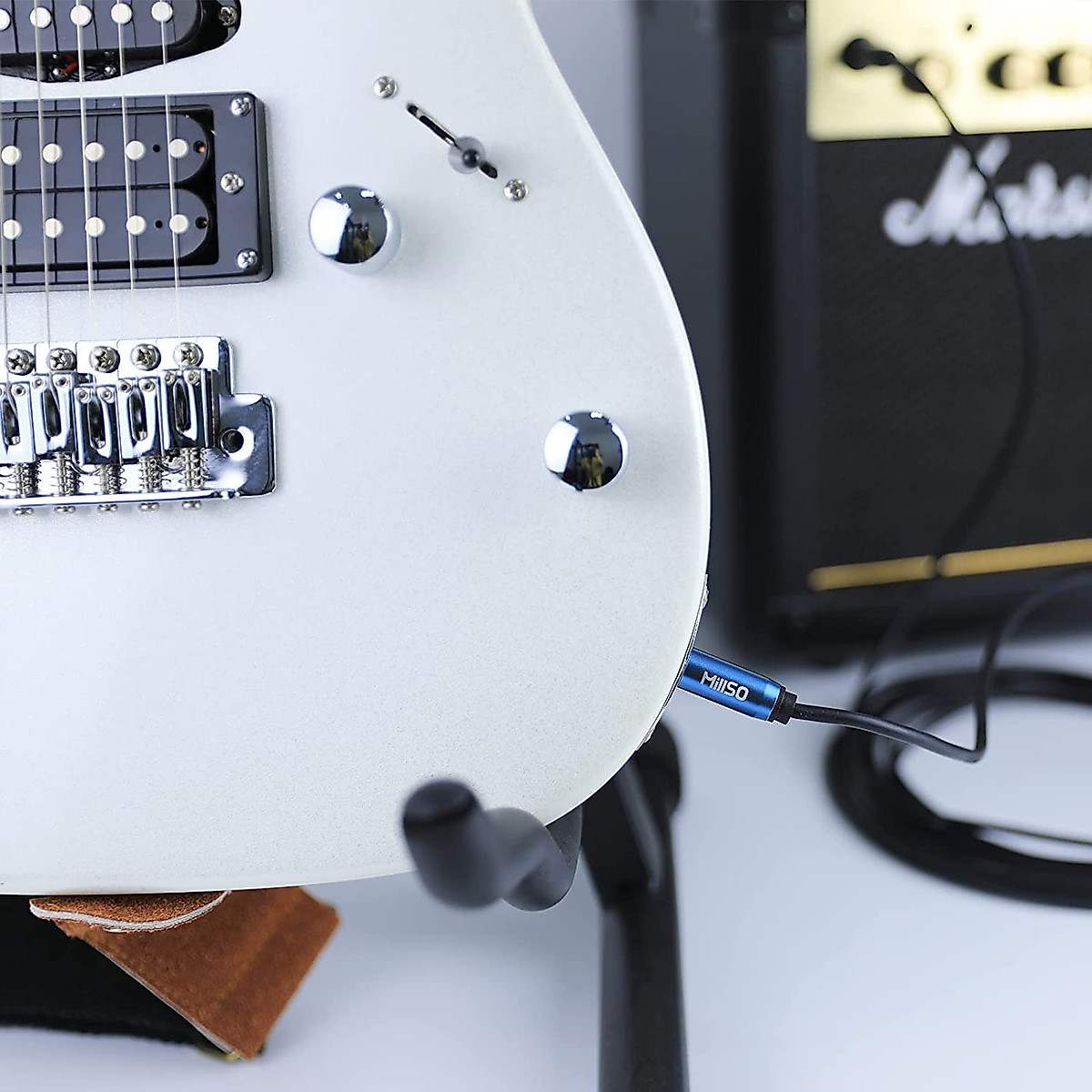 MillSO Guitar Cable 8 ft, TS 1/4 Inch Instrument Cable Straight-Straight 6.35mm Electric Guitar Cord for Bass AMP, Speaker, Patch, Pedal, Keyboard, Mixer, Amplifier - Sapphire Blue