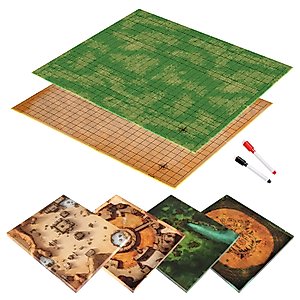 CZYY DND Foldable Mat Dry Erase TTRPG Map Grassland & Desert Two-Sided Cardboard Terrain 27x23 Inches with Square Grid - Portable, Reusable Game Board for D&D, Pathfinder and Tabletop RPGs (Style A)