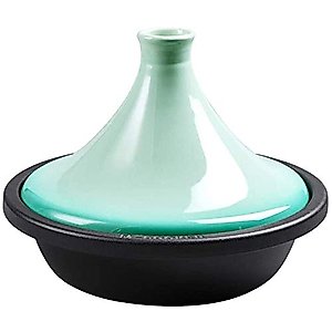 JINXIU Casserole Cast Iron Tagine Pot, Enameled Cast Iron Tangine with Lid for Different Cooking Styles and Temperature Settings, Colorful (Color : Blue)