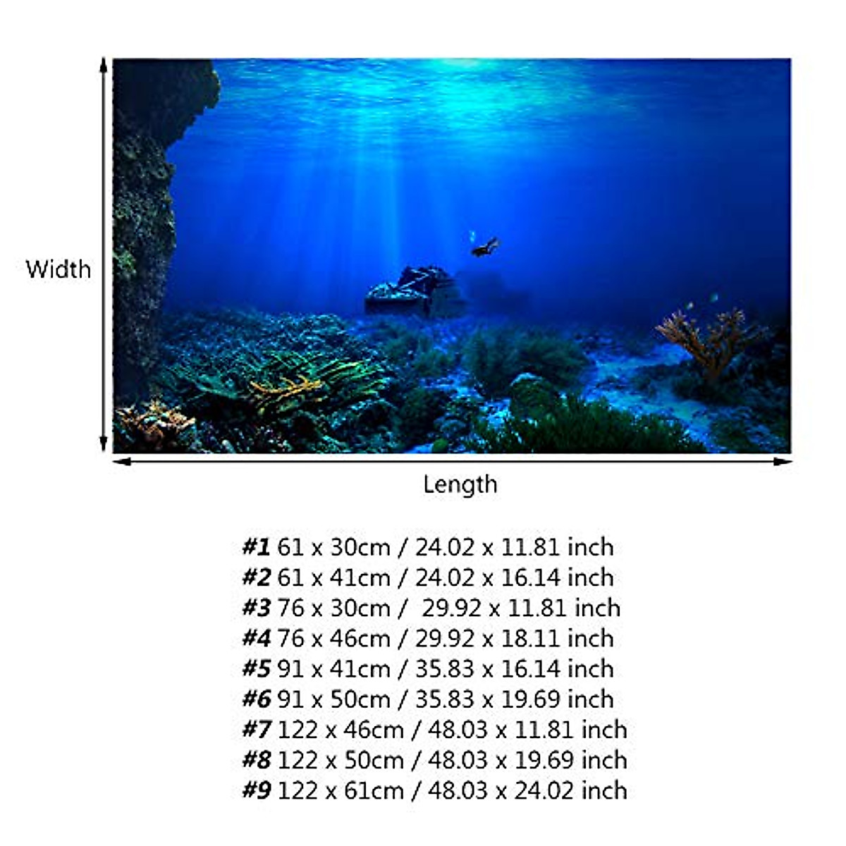 CUEA Poster Self-Adhesive PVC Durable 3D Effect Background for Aquarium(122 * 50cm)