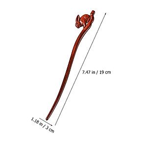 Vintage Hair Stick Rabbit Shaped Hair Chopstick Wood Antique Hair Clip Hanfu Hairpins Retro Head Accessory for Hair Styling Tool Chinese New Year