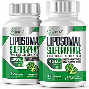 Osasuna Liposomal Sulforaphane 450MG, Maximum Absorption, Glucoraphanin with Myrosinase, Antioxidant Supplement from Broccoli Seed Extract, 120 Softgels