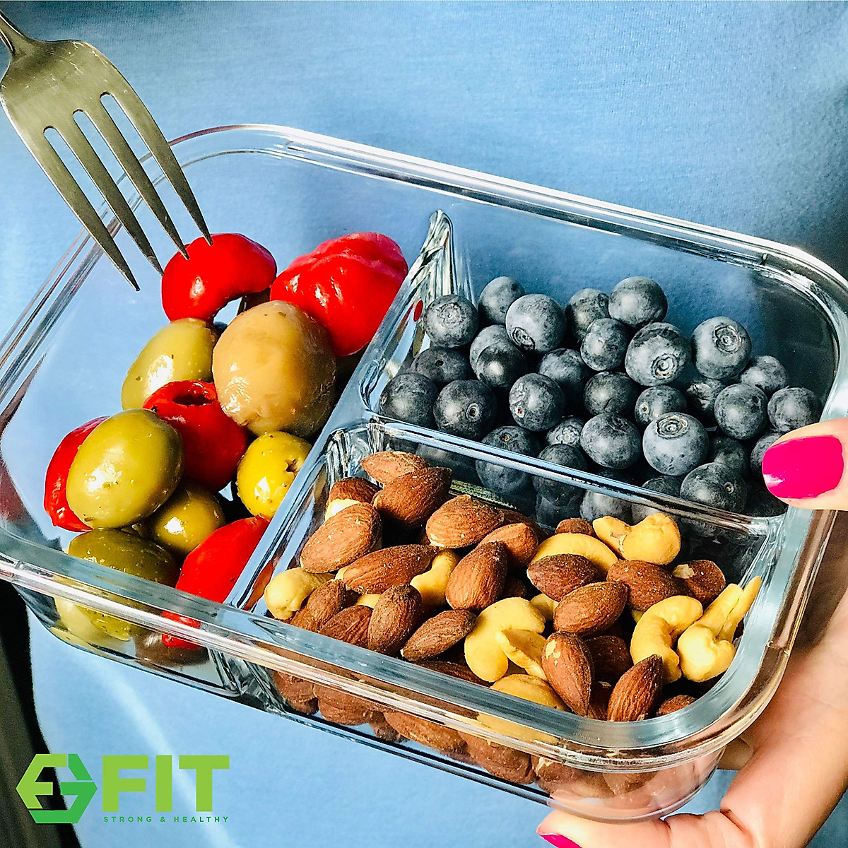 1 & 2 & 3 Compartment Glass Meal Prep Containers (3 Pack, 35 oz) - Glass Food Storage Containers with Lids, Glass Lunch Box, Glass Bento Box Lunch Containers, Portion Control, Airtight