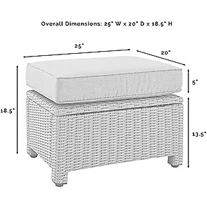 Crosley Furniture KO70014WB-SA Bradenton Outdoor Wicker Ottoman, Weathered Brown with Sand Cushions
