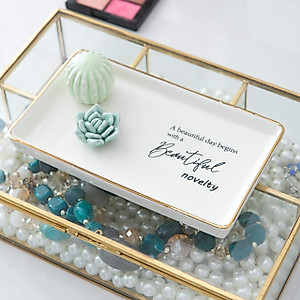 Kimdio Ceramic Jewelry Dish, Cactus Ring Holder, Trinket Tray Earrings Necklace Organizer, Gift for Wedding, Christmas, Birthday, Engagement Party