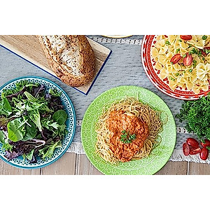 Annovero Dinner Plate Set - Set of 6 Dinnerware for Salad, Dessert, Pasta, Entrées, Colorful Stoneware Dishes for Kitchen, Microwave and Oven Safe, 10.5 Inch Diameter