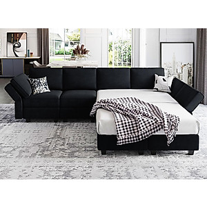 Belffin Modular Sofa Middle Module with Storage Accent Armless Chair for Modular Sectional Sofa Couch Velvet Black