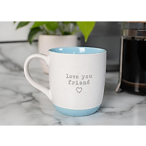 Elanze Designs Love You Friend Speckled Blue 13 ounce Ceramic Coffee Mug