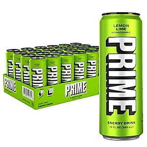 PRIME Energy LEMON LIME | Zero Sugar Energy Drink | Preworkout Energy | 200mg Caffeine with 355mg of Electrolytes and Coconut Water for Hydration| Vegan | Gluten Free |12 Fluid Ounce | 24 Pack