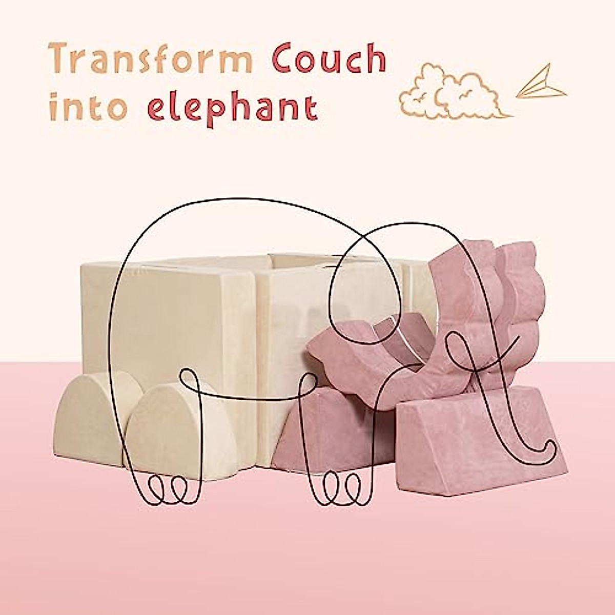 Annualring Kids Couch 10 Pcs,Modular Toddler Play Sofa Fold Out Couch Play Set with Flower Shape for Creative Boy Girl,Convertible Sofa for Teen Imaginative Playroom Furniture