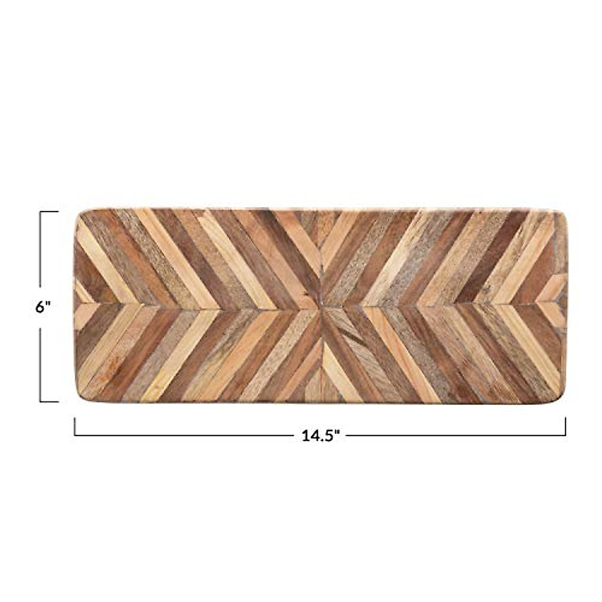 Creative Co-Op Mango Wood Cheese Chevron Pattern Cutting Board, 14.5" x 6", Natural