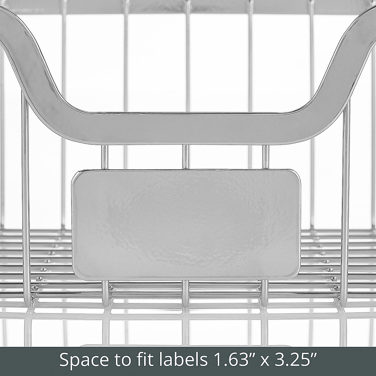 mDesign Wire Under Shelf Organizer for Cabinet - Sliding Basket for Under Cabinet Shelf - Hanging Storage Organizer Rack for Kitchen and Pantry with Label Space - Carson Collection - 2 Pack - Chrome