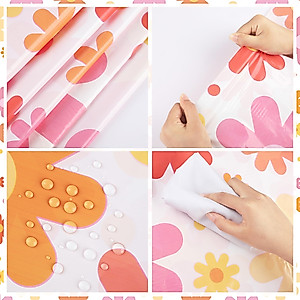 Augisteen Groovy Daisy Tablecloth Plastic Boho Flowers Table Covers Retro Hippies Flower Disposable Rectangle Tablecloths for 70s Boho Birthday Baby Shower Wedding Party 54 x 108 Inch, 2 PCS