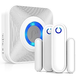 Fosmon WaveLink Wireless Door Chime with 500 Feet Range, 58 Tunes, 5 Volume Levels & LED Indicators for Home/Business/Office (1 Receiver + 2 Sensors)