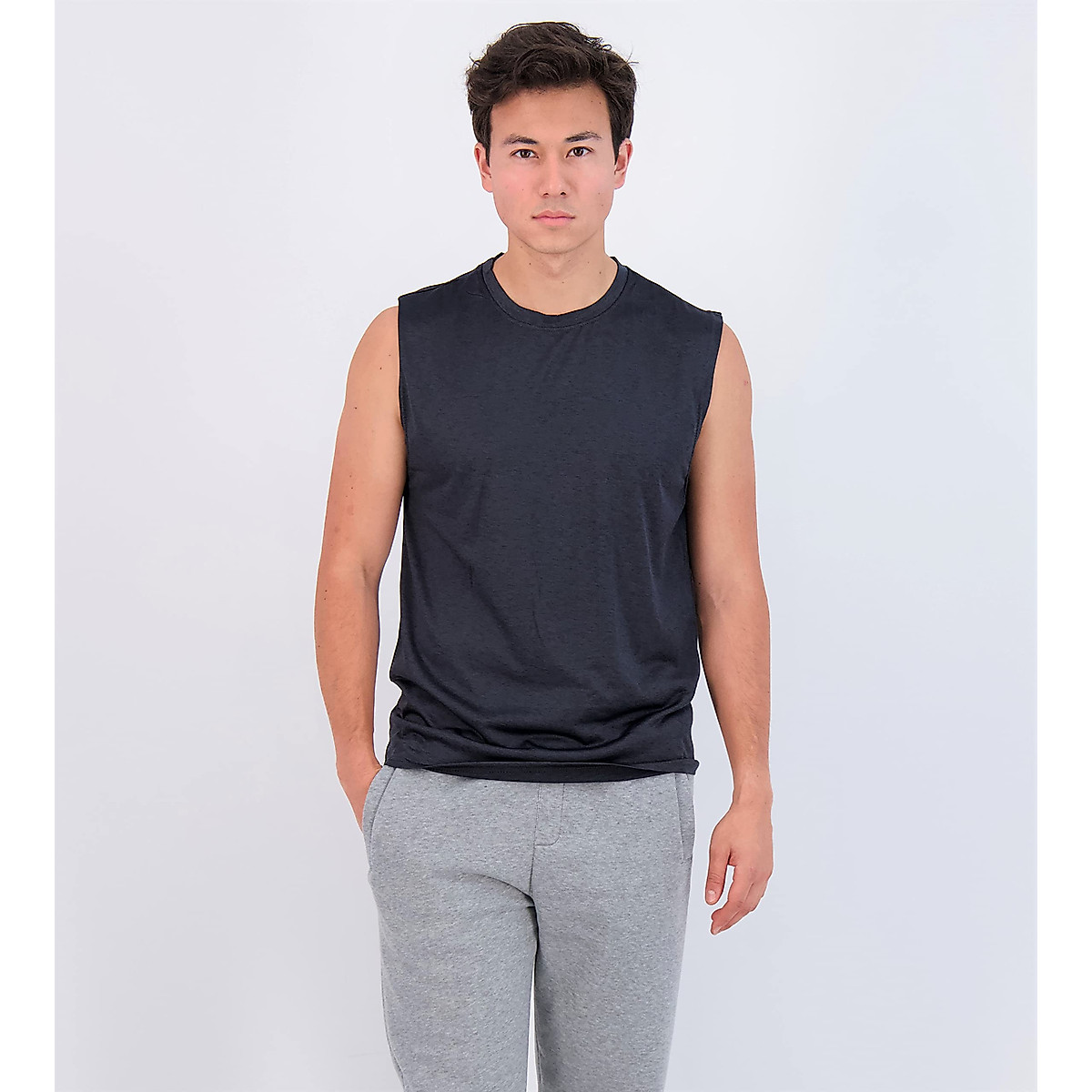 Real Essentials Men's Dry Fit Jersey Sleeveless Tank Top Muscle Yoga Active Men Basketball Beach Gym Workout Running Fitness Athletic Gym Bodybuilding Undershirt Tee T-Shirt, Set 2, XXL, Pack of 5