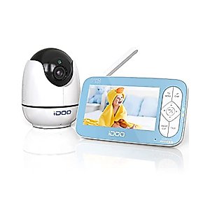 iDOO Baby Monitor, Baby Monitor with Camera and Audio 720P, Baby Monitor no WiFi with Night Vision, 5" HD Display, Remote Pan-Tilt-Zoom, 900 ft Long Range, Two-Way Talk, Room Temperature, Lullabies
