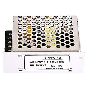 Jeanoko 5A 12V Regulated Switch Voltage Converter Universal AC/DC Output Current Range0~5A Regulated Switch Power Supply for LED