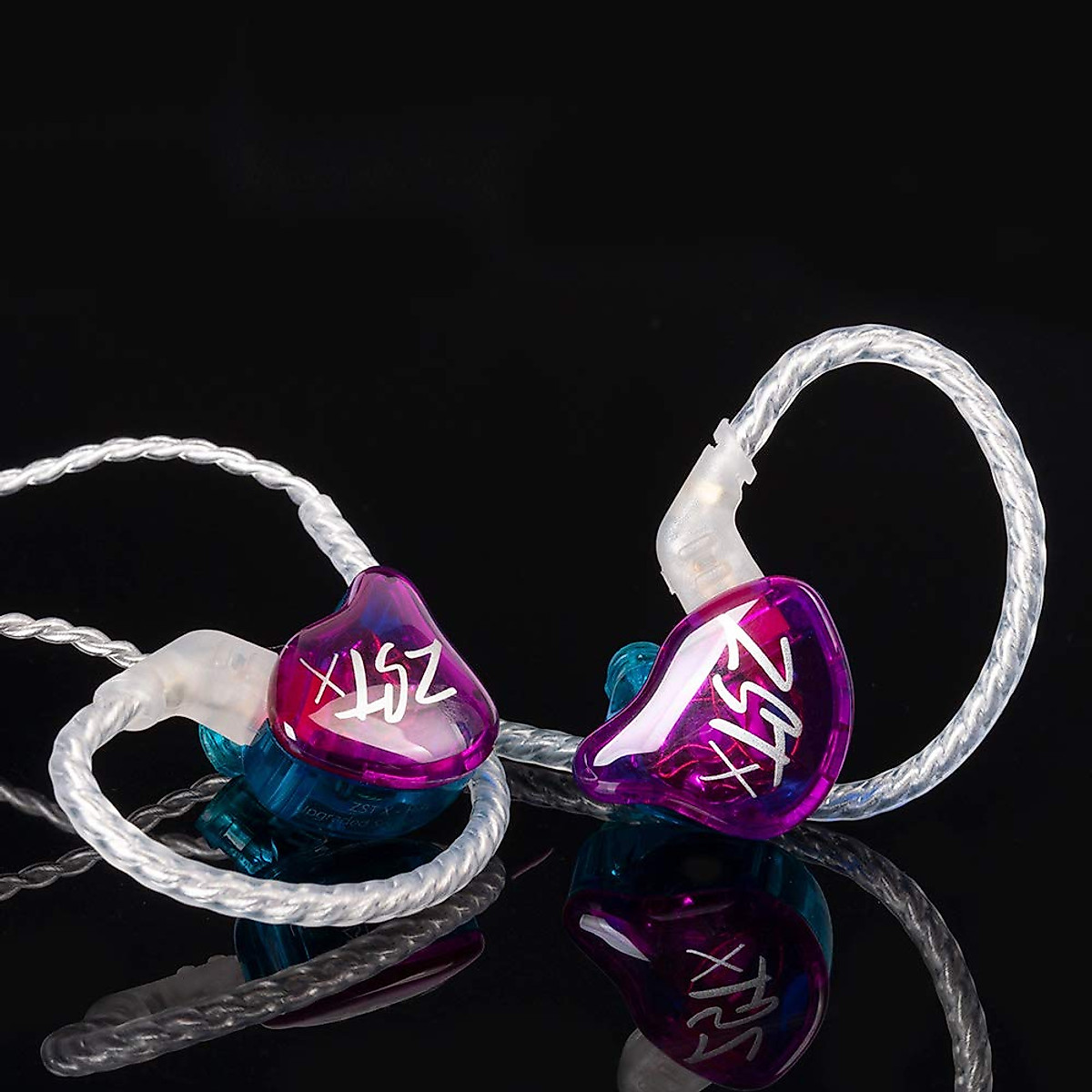 KZ ZSTX Hybrid 1BA+1DD in Ear Monitor Earbuds Balance Armature with Dynamic in-Ear Earphone Headphones HiFi Headset (with mic, Purple)