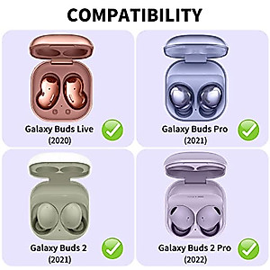 CACOE Transparent Cute Case for Samsung Galaxy Buds 2 Pro Case (2022)/ Samsung Galaxy Buds Pro (2021)/Galaxy Buds 2 /Galaxy Buds Live, Silicone Protective Earbuds Charging Cover with Keychain