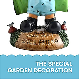 Noa Store Funny Naughty Garden Gnome Statue | Outdoor Decor | Fall Winter Halloween Christmas Decorations for Yard Art , Patio, Lawin, Doorsteps, Housewarming Garden Gift - 9.5 Inches