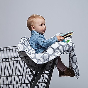 Boppy Preferred Shopping Cart and High Chair Cover with Storage Pouch, Gray Jumbo Dots with Changeable SlideLine Toy, Plush Minky Seat, 2-point Safety Belt, Wipeable and Machine Washable, 6-48 months