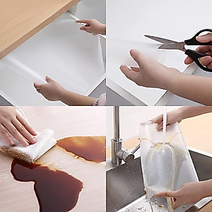 FACATH Clear Shelf Liner, Shelf Liners for Kitchen Cabinets & Washable Refrigerator Mat Pad, Wire Shelf Liner, Removable Poster Tape for Home, Office, Car, Outdoor Use, Damage-Free (12 inch x 10 Feet)