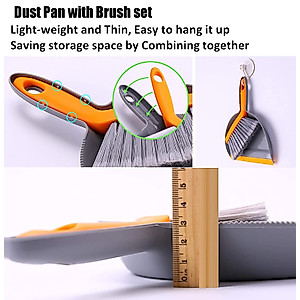 Mini Broom and Dustpan Set - Small Broom and Dustpan Set for Home, Camping Broom, Whisk Brooms Small(Gray Orange)