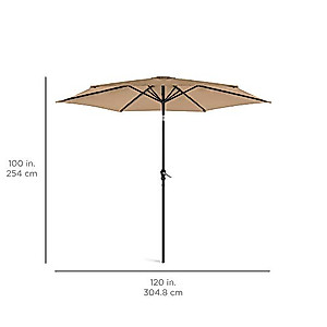 Best Choice Products 10ft Outdoor Steel Polyester Market Patio Umbrella w/Crank, Easy Push Button, Tilt, Table Compatible - Tan