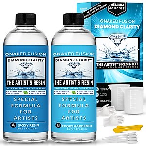 NAKED FUSION 32 OZ KIT- Epoxy Resin Art Resin Crystal Clear Formula- The Artist's Resin for Coating, Casting, Resin Art, Geodes, Tabletop, Bar Top, Live Edge Tables, River Tables- Non-Toxic
