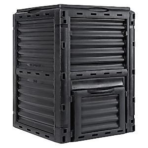 JupiterForce Garden Compost Bin 80 Gallon (300 L) from BPA Free Material, Classic Compost bin by Easy Assembling, Large Capacity, Fast Creation of Fertile Soil, Household Waste Saver, Black