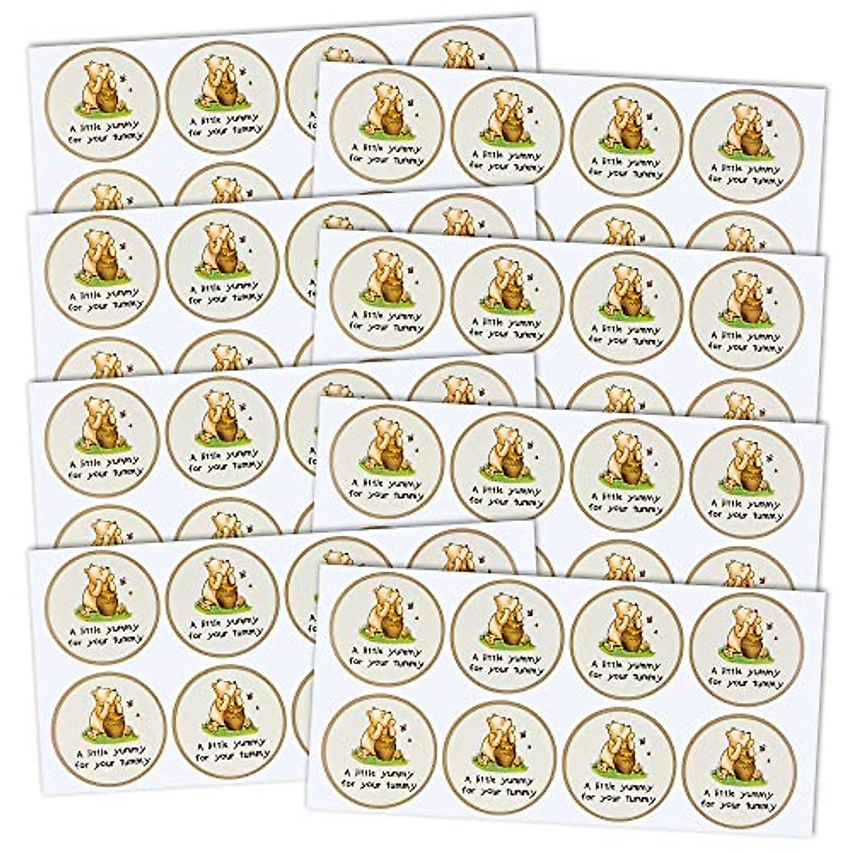 Stickers with A Little Yummy for Your Yummy 64 Pcs, 2 inches Stickers for Winnie The Pooh Stickers, Gift for Party Favors, Baby Shower, Honey Jar, Wedding Favors