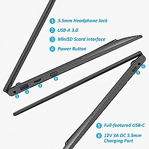 Auusda Laptop Computer Touchscreen 2 in 1 Convertible with 12GB DDR5 512GB NVMe, Intel N95 Up to 3.40 GHz, 14.1" 3840×2160 IPS LCD, BK, Fingerprint Unlock, Cooling Fan, USB-C, USB-A, Windows 11 Pro