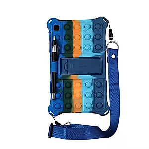 ALHBEJT Tablet Case for Galaxy Tab A7 Lite 8.7" 2021|SM-T220/T225/T227 Silicone Case Cover with Stand Lanyard Pen for Samsung Tab A7 Lite Pop Anxiety Relief Fidgets(Colorful Blue)
