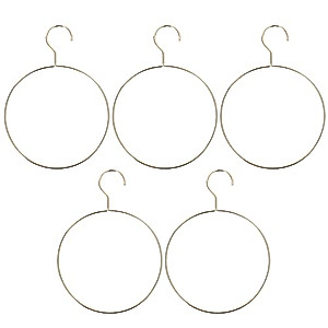 TOPBATHY 5pcs Round Clothes Hangers Metal Scarf Rack Closet Organization Storage Holder (Golden)