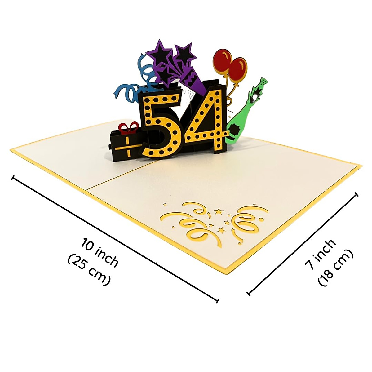 ALPHAK Happy 54th Birthday 3D Pop Up Card, Birthday 3D Greeting Card, 54th Birthday Gifts