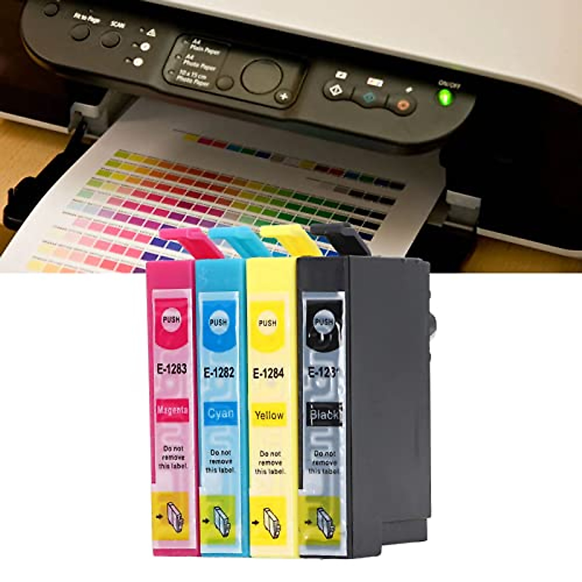 Hilitand 4Pcs Printer Cartridge Print Cartridge with Ink Simple Installation Printing Ink Cartridge for Office Print Photos, Test Papers, Documents