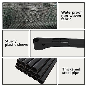 JIUYOTREE 6-Tiers Portable Bookshelf with Fabric Cloth at Back, 10 Cube Closet Storage Organizer Bookcase, Living Room,Study Room,Bedroom, Black