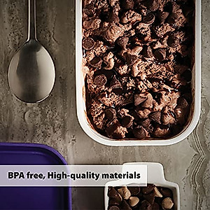 Set of 2 Reusable Ice Cream Tub Containers For Homemade Ice Cream 1.6 Quart Ea. - Perfect for Sorbet, Frozen Yogurt Or Gelato - Stackable Storage Containers, Stickers And Lids Stores Easily In Freezer