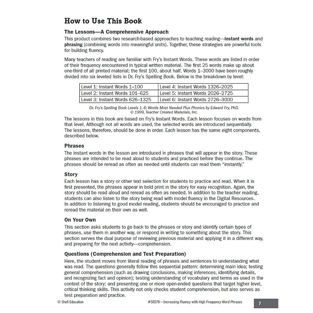 Increasing Fluency with High Frequency Word Phrases Grade 3 (Increasing Fluency Using High Frequency Word Phrases)