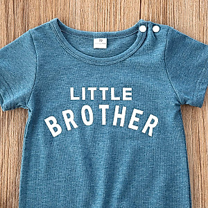 hwojjha Newborn Baby Boy Romper Clothe, Little Brother Romper Short Sleeve Jumpsuits One Piece Outfit (blue, 0-3 months)