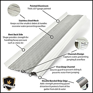 Waterlock Micromesh 6 inch Gutter Guards Leaf Protection, 100 Feet White, Stainless Steel Mesh, Aluminum Gutter Covers, Contractor Grade Gutter Guard from Manufacturer