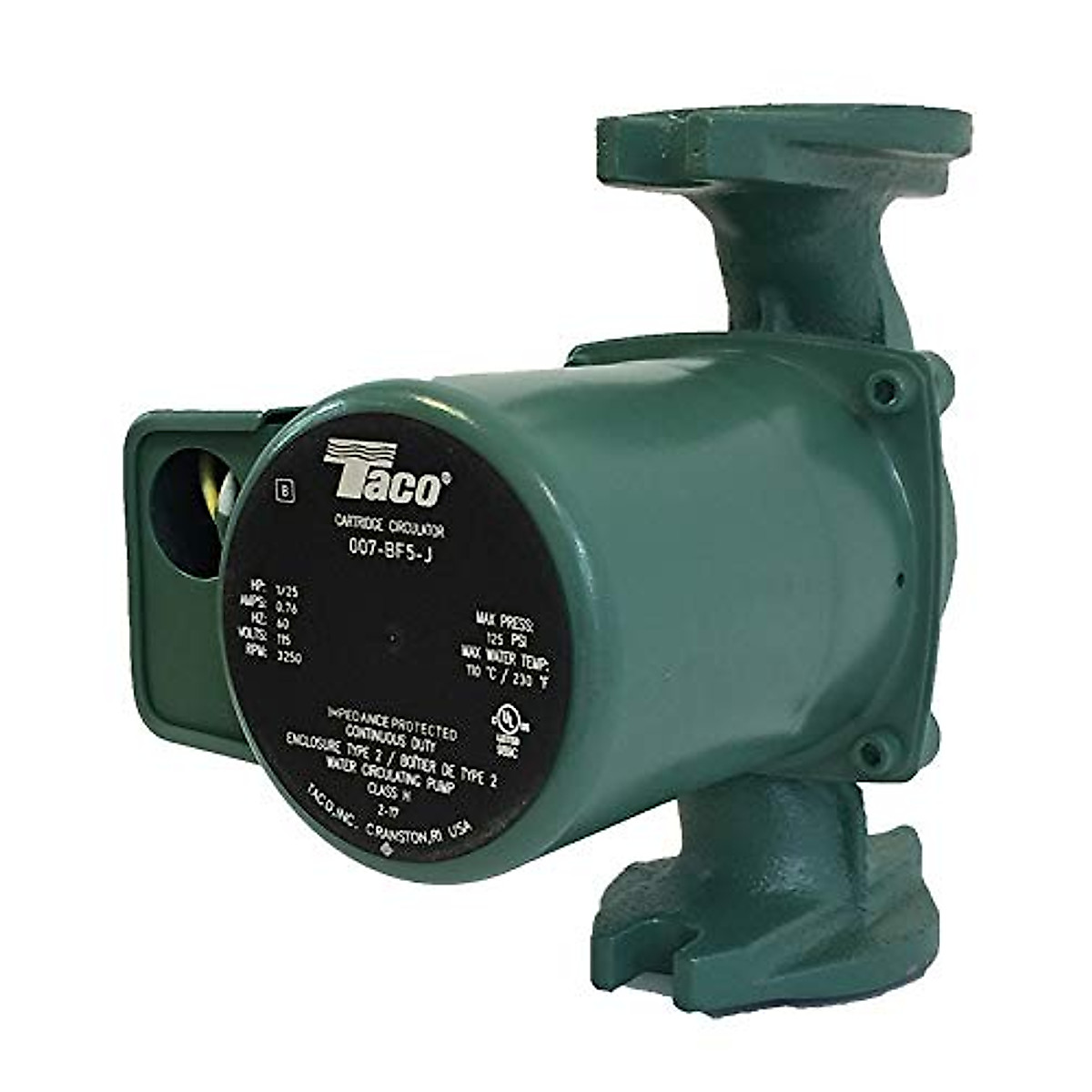 Taco 007 BF5-J Circulating Pump with Bronze Cartridge for longer life then standard 007-F5