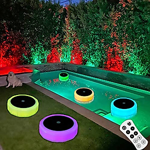 BOHON Floating Pool Lights Solar Powered Glow Lights IP68 Waterproof Float Hot Tub Accessories RGB Color Changing LED Solar Yard Lights with Remote for Bathtub Pond Outdoor Garden Pathway (1 Pack)