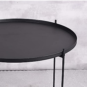 FUBIRUO End Table, Sofa Table Small Round Side Tables, Metal Nightstand,Outdoor Table Round for Living Room Bedroom Balcony Patio and Office Accent Coffee Table, （D） 23.6''x（H） 21.6'', Black