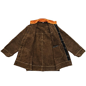 YESWELDER Leather Welding Jacket for Men Women，Heavy Duty welder jacket，Heat Flame Resistant Welding Coat